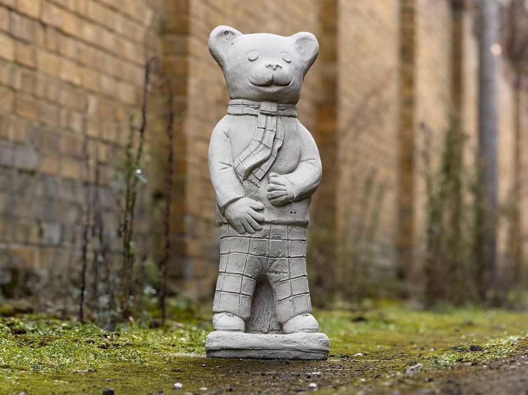 Stone Teddy Statue Concrete Elegant Bear Figurine Garden Animal ...
