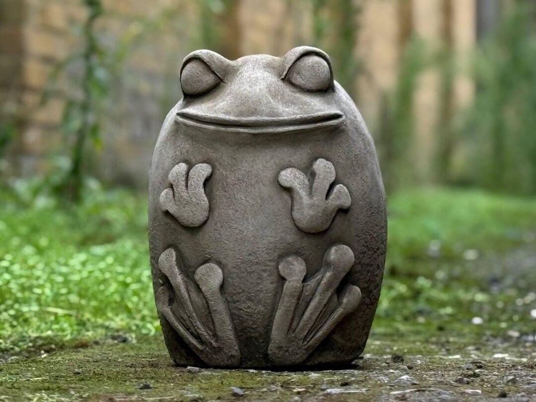 Playful Frog Statue Stone Garden and Home Decoration Cement Frog ...