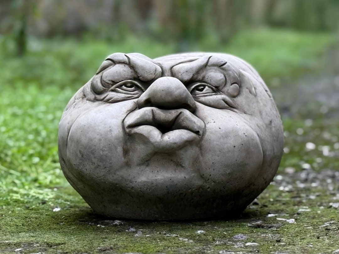 Grumpy Face Statue Humorous Garden Decor Concrete Face Sculpture ...