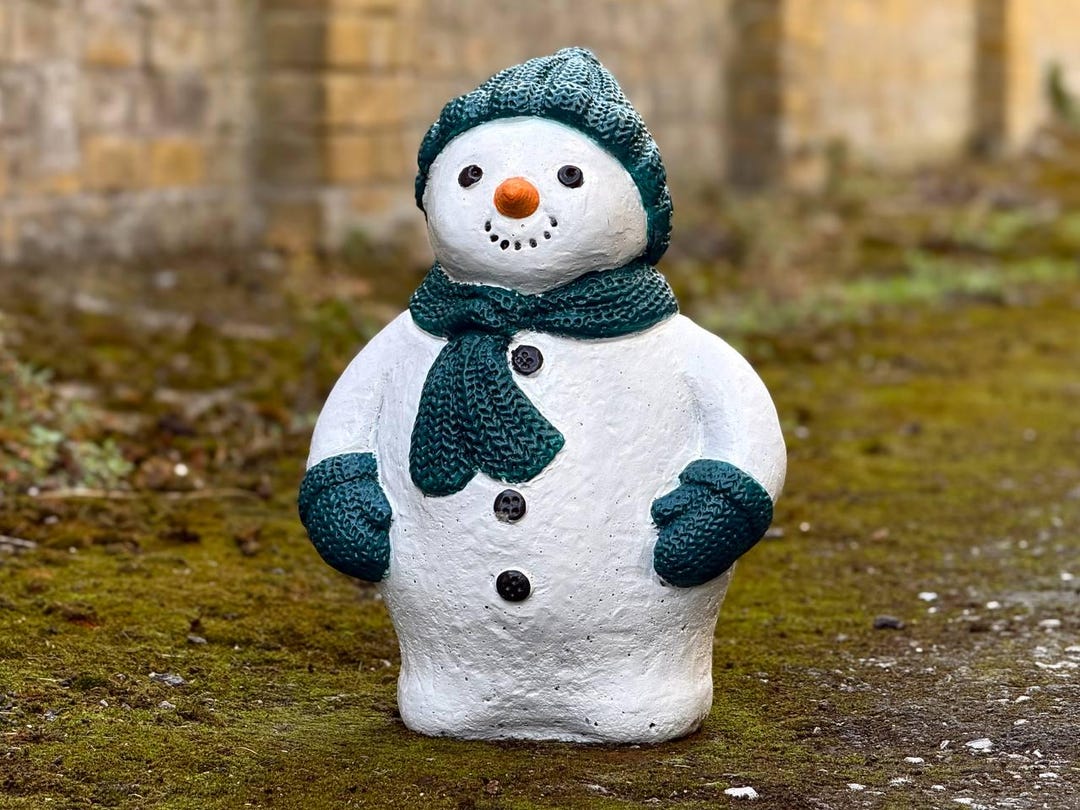 Winter Snowman Sculpture Concrete Snowman Statue Cement Snowman ...