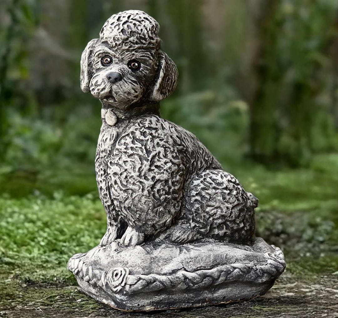 Elegant Poodle Dog Statue Stone French Poodle Sculpture Outdoor Pet ...