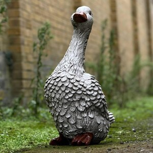 Outdoor Goose Figurine Stone Sitting Goose Decor Concrete Duck Figurine ...