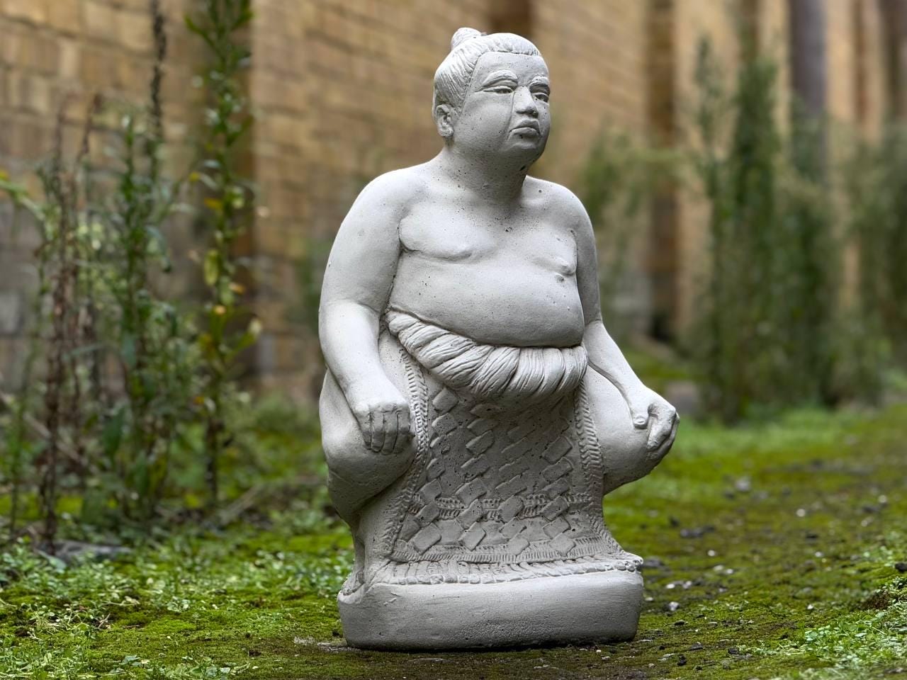 Stone Sumo Wrestler Statue Concrete Japanese Sculpture Outdoor Garden ...