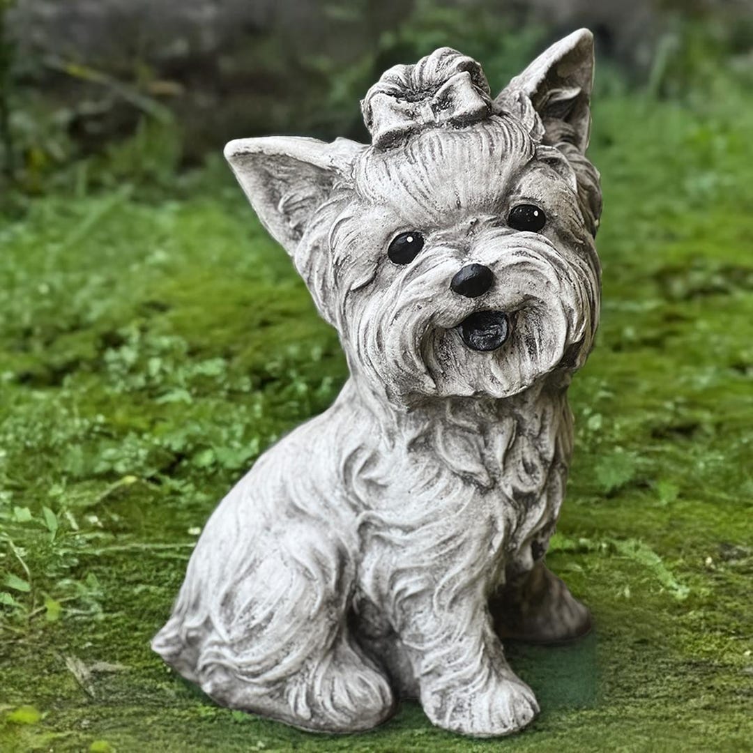 Amazing Yorkie Sculpture Concrete Yorkshire Terrier Dog Statue Cement ...