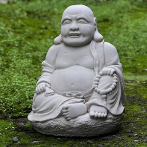 Large Laughing Buddha Statue Stone Garden Decor Zen Outdoor Sculpture ...
