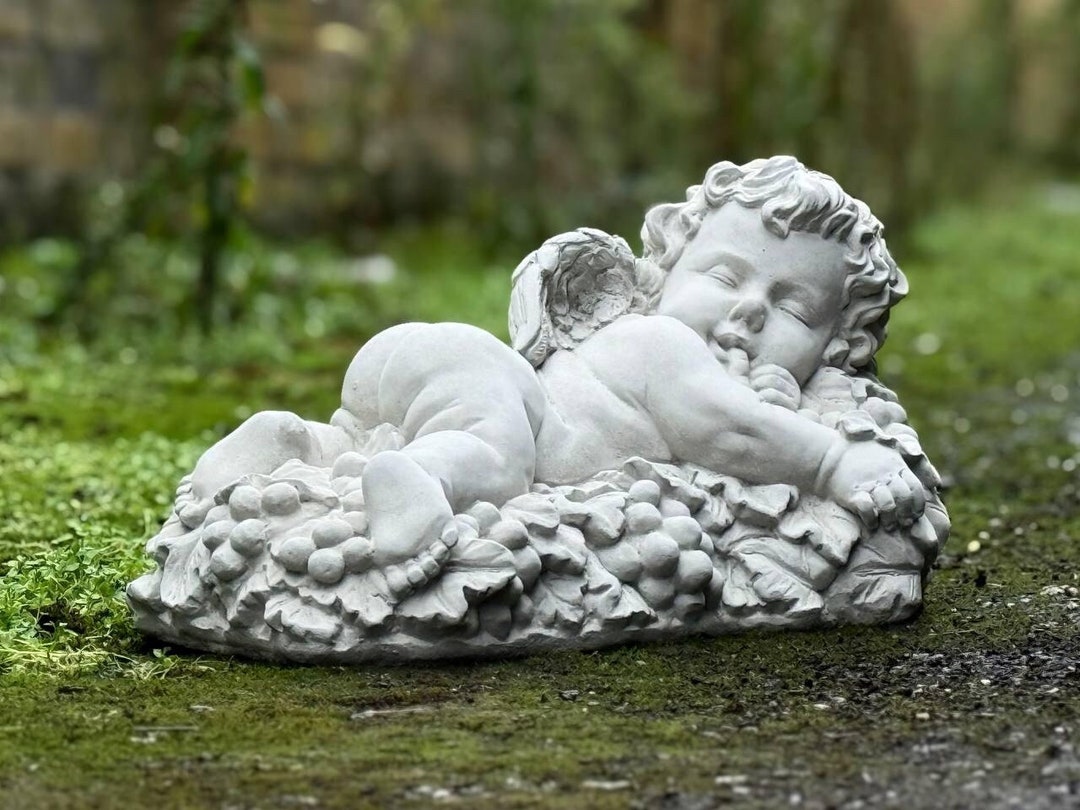 Outdoor Baby Angel Figurine Concrete Cherub Statue Stone Guardian ...