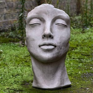 Massive Abstract Face Sculpture Modern Minimalist Head Statue Cement ...