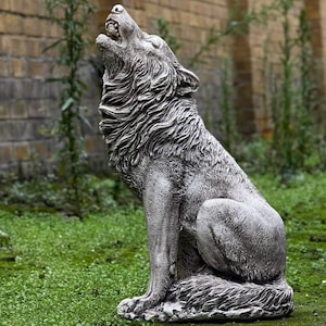 Large Howling Wolf Statue Cement Wolf Figurine Outdoor Cement Wolf ...
