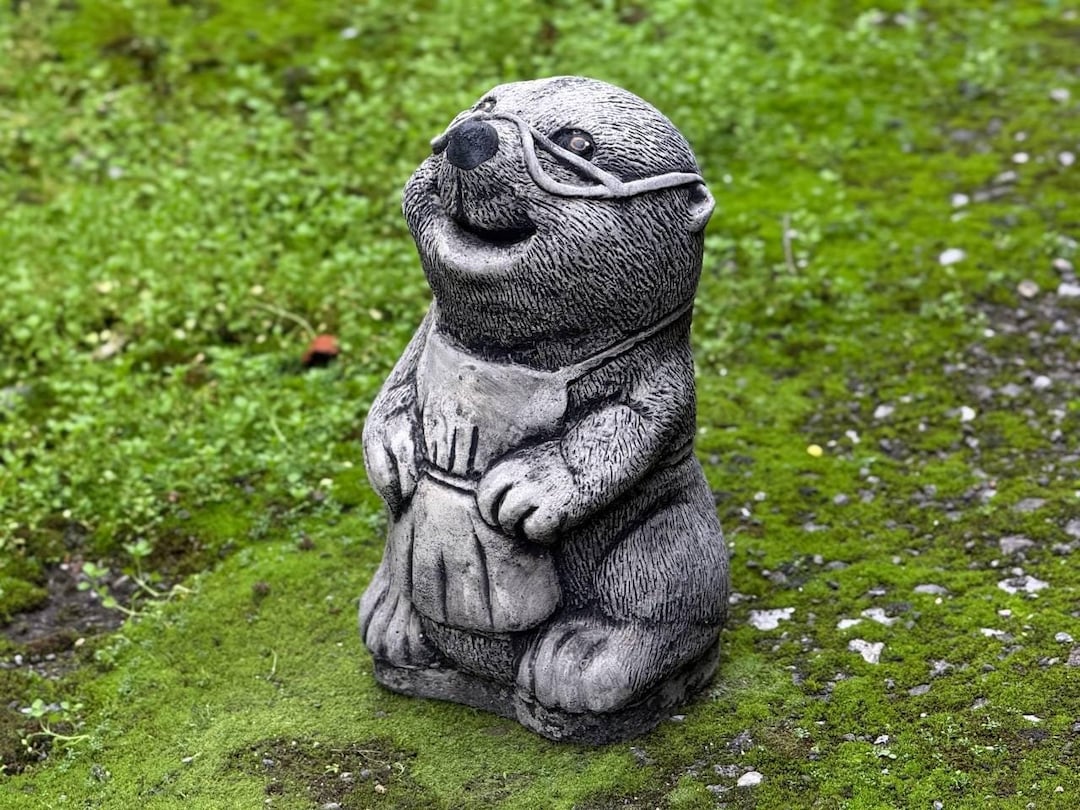 Cute Mole Concrete Statue for Garden Mole With Glasses Charming Outdoor ...