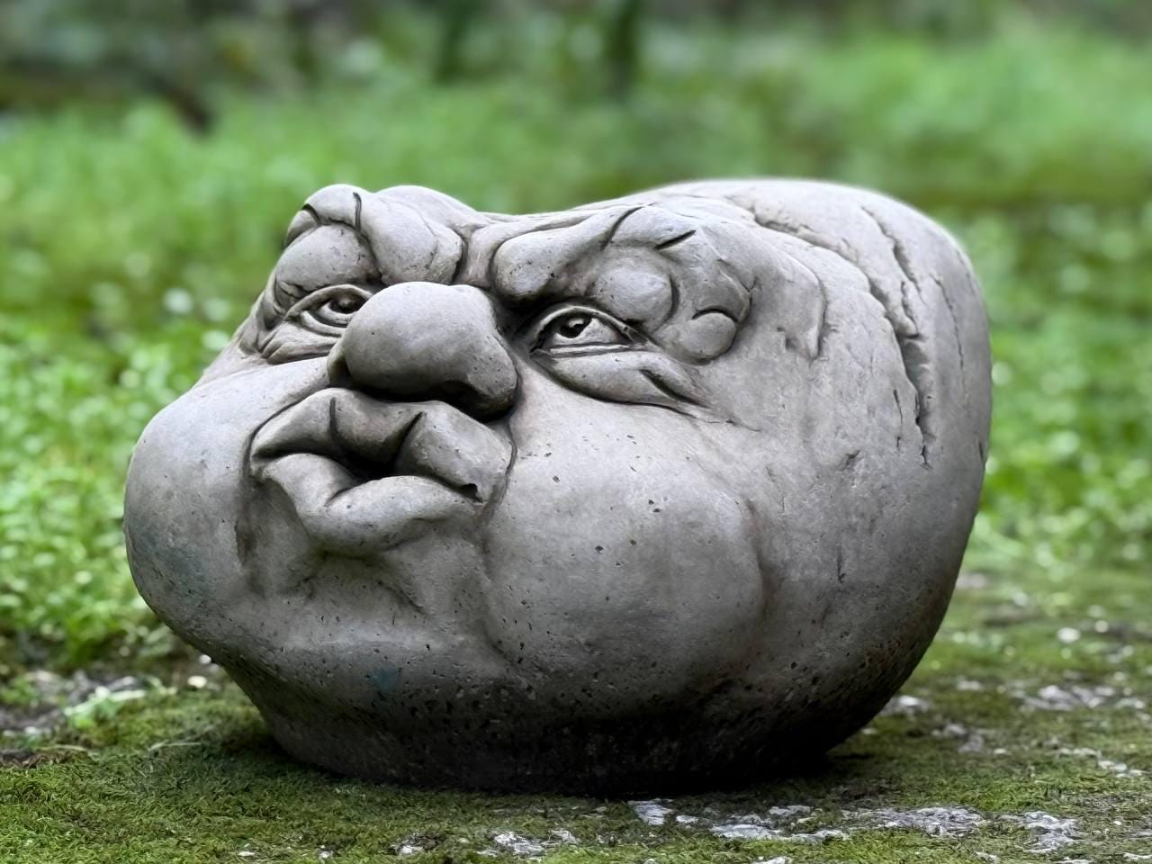 Grumpy Face Statue Humorous Garden Decor Concrete Face Sculpture ...
