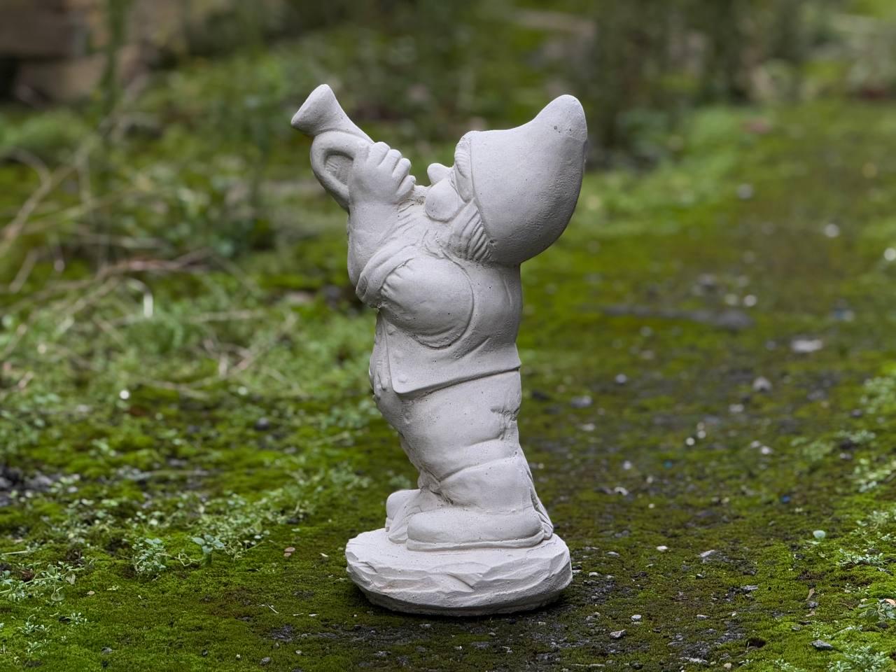 Stone Gnome With Musical Instrument Sculpture Concrete Musician Decor ...