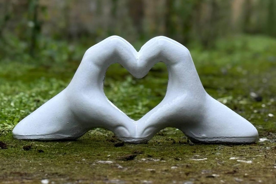 Unique Heart Hands Concrete Sculpture Handcrafted Cement Love Symbol ...
