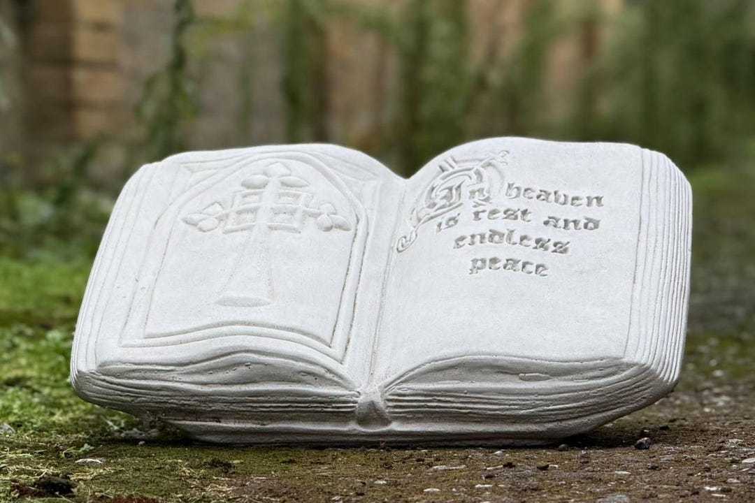 Memorial Book Statue With Engraved 'in Heaven' Message Concrete Garden ...