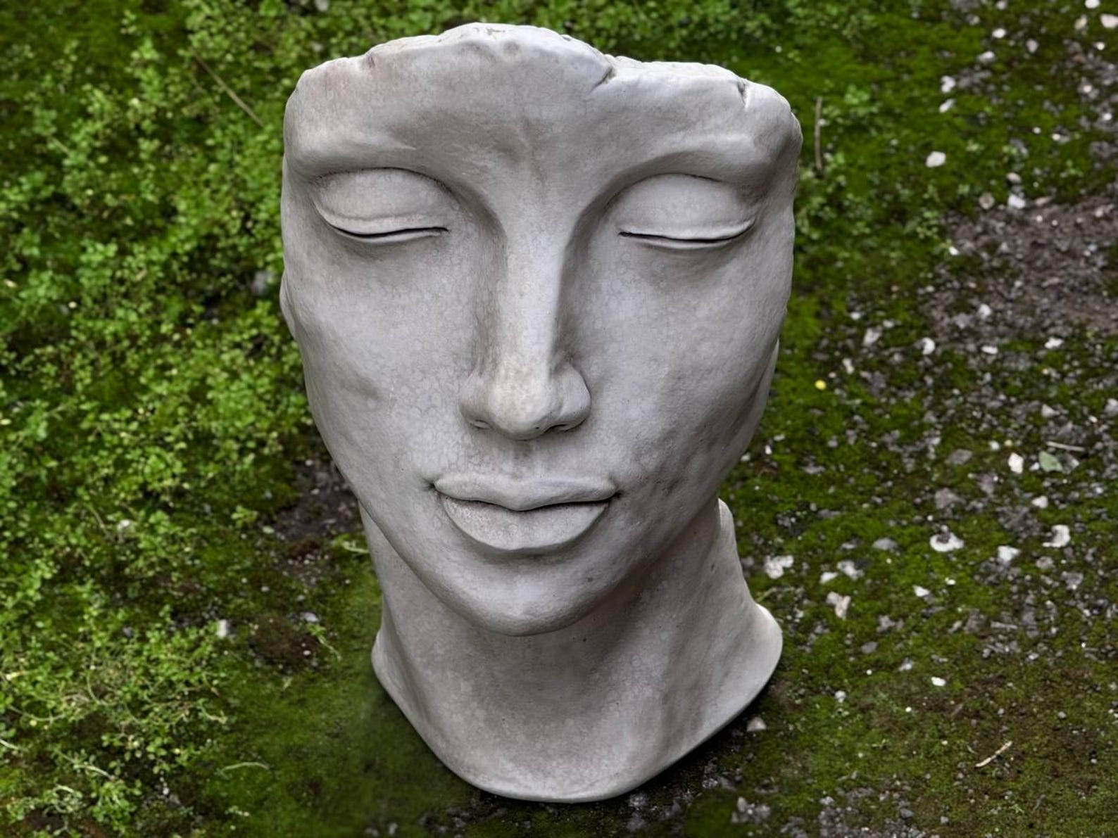 Massive Abstract Face Sculpture Modern Minimalist Head Statue Cement ...