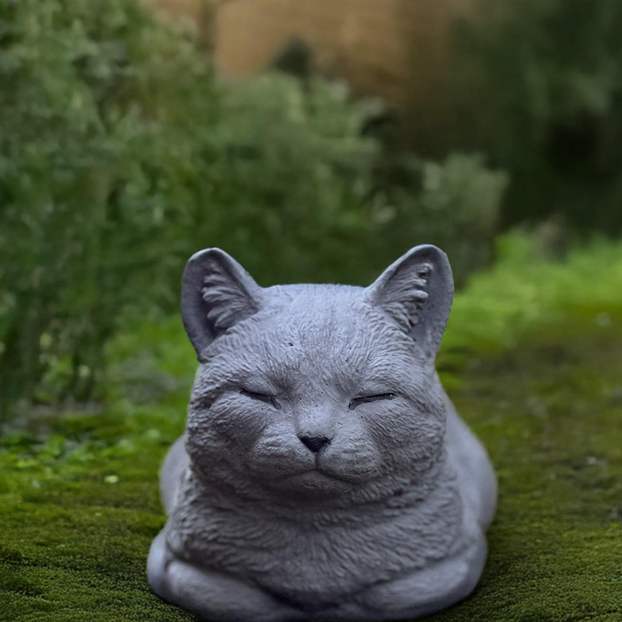 Garden Kitty Statue Concrete Kitten Sculpture Stone Cat Figurine ...