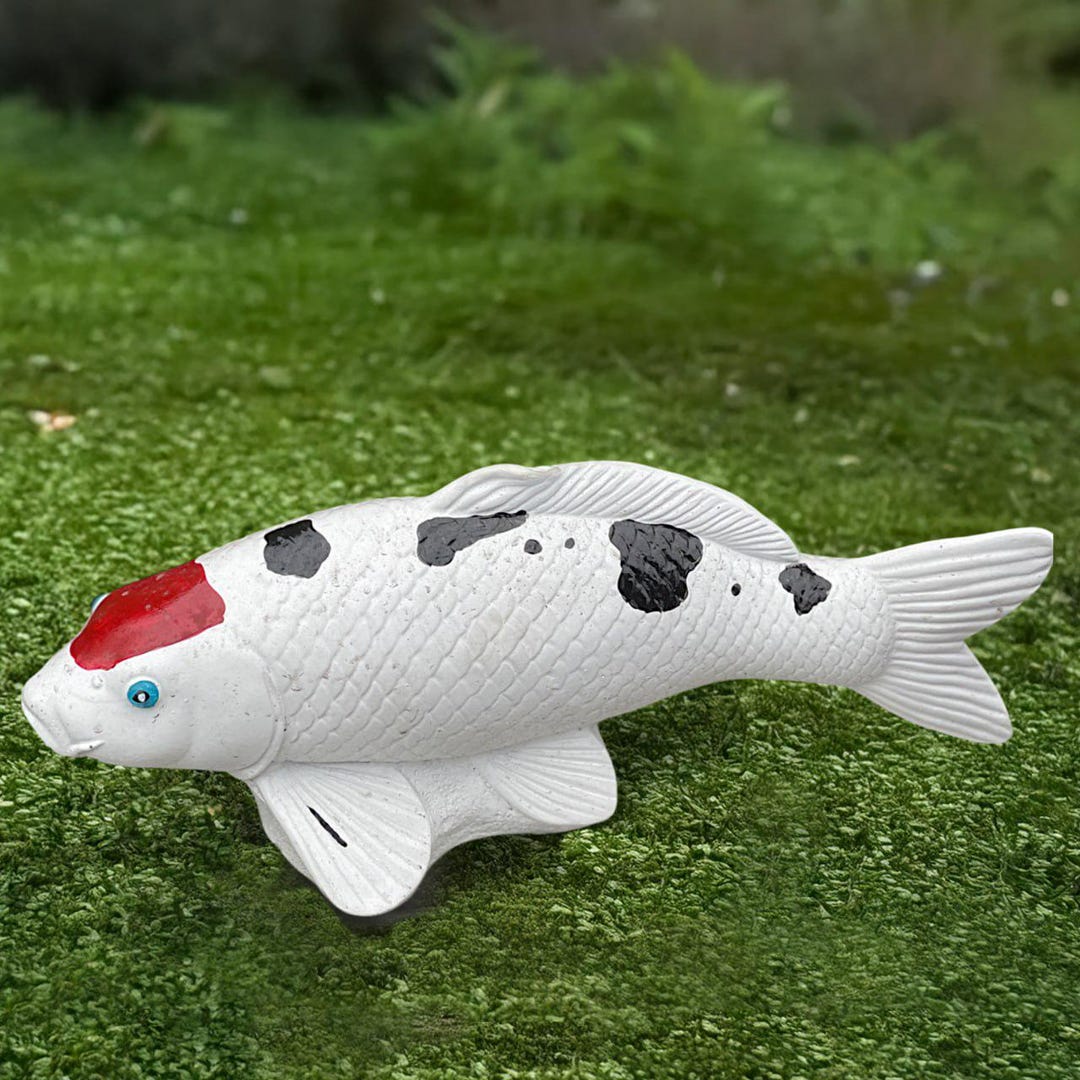 Stone Koi Fish Sculpture Concrete Pond Statue Cement Fish Decoration ...