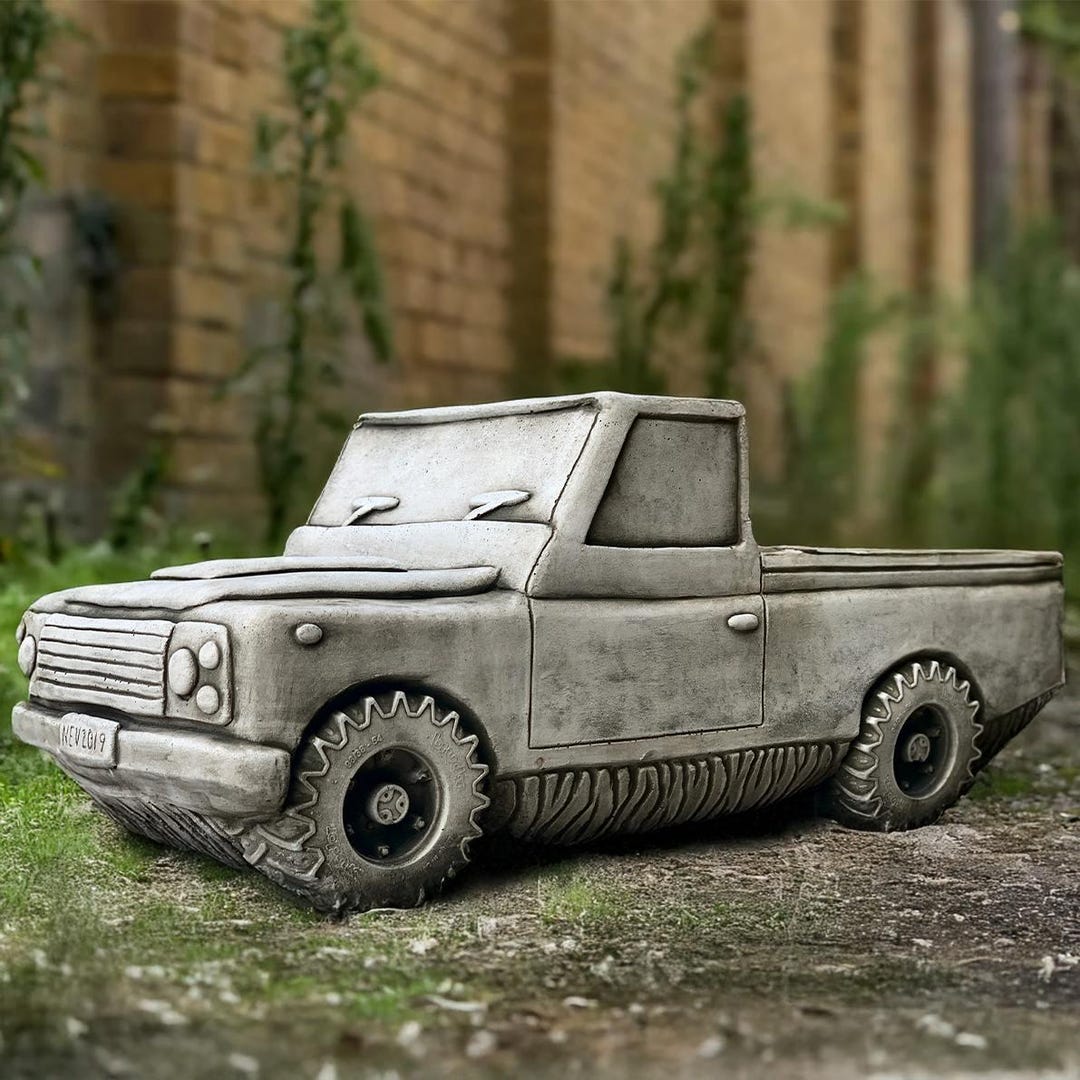 Large Pickup Truck Planter Statue Stone Car Sculpture for Garden ...