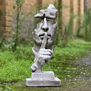 Concrete Silence Face Statue Stone Face Figurine Abstract Shushing ...
