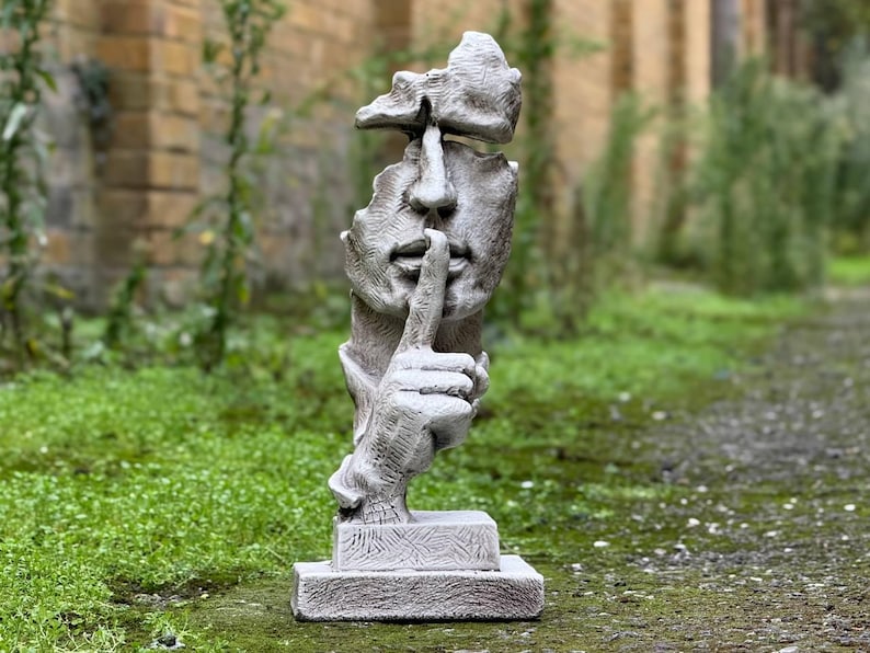 Concrete Silence Face Statue Stone Face Figurine Abstract Shushing ...