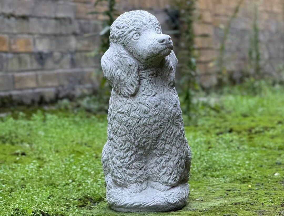 Concrete Poodle Dog Statue for Garden Elegant French Poodle Dog Statue ...