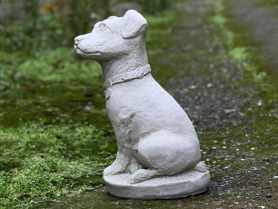 Stone Jack Russell Terrier Statue Concrete Dog Sculpture Loyal Pet ...