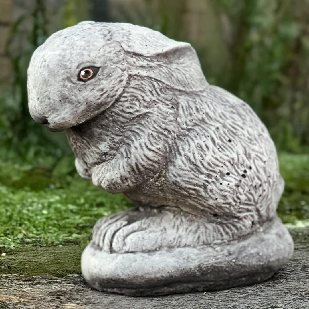 Stone Rabbit Sculpture Concrete Bunny Figurine Cement Memorial Rabbit ...
