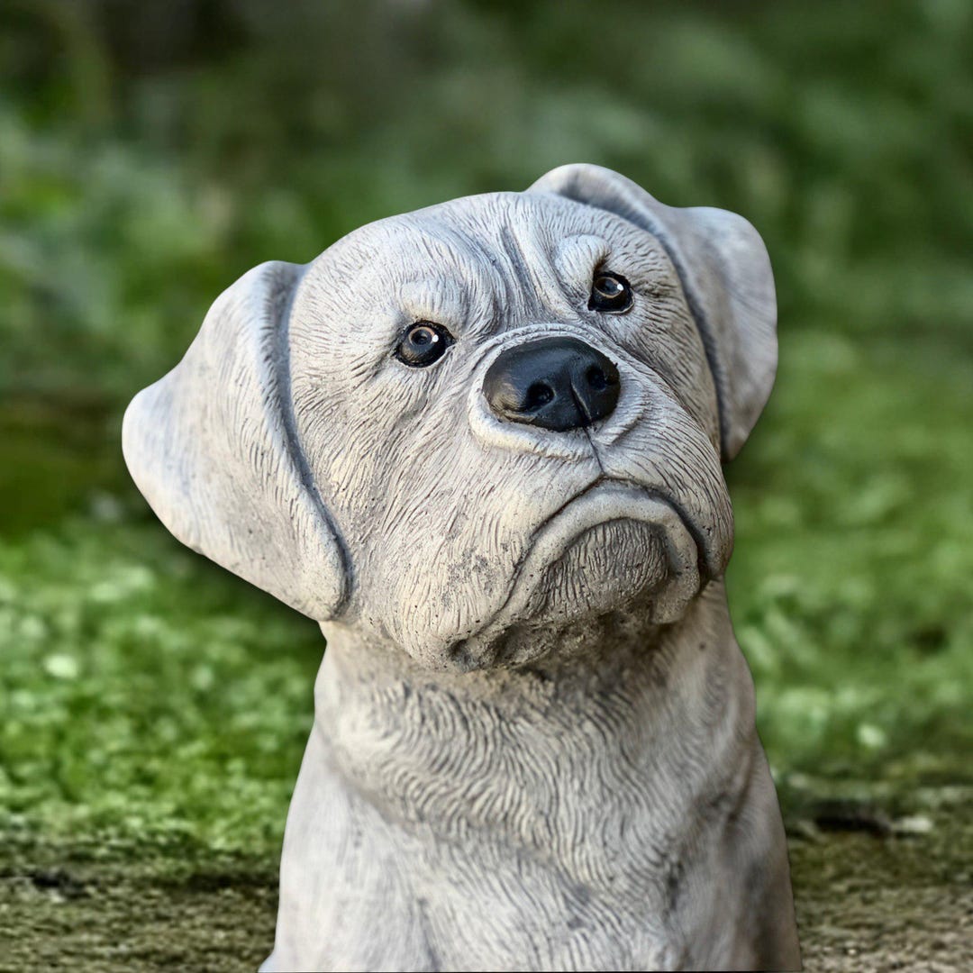 Outdoor Dog Statue Concrete Bulldog Figurine Cement Pet Sculpture Stone ...