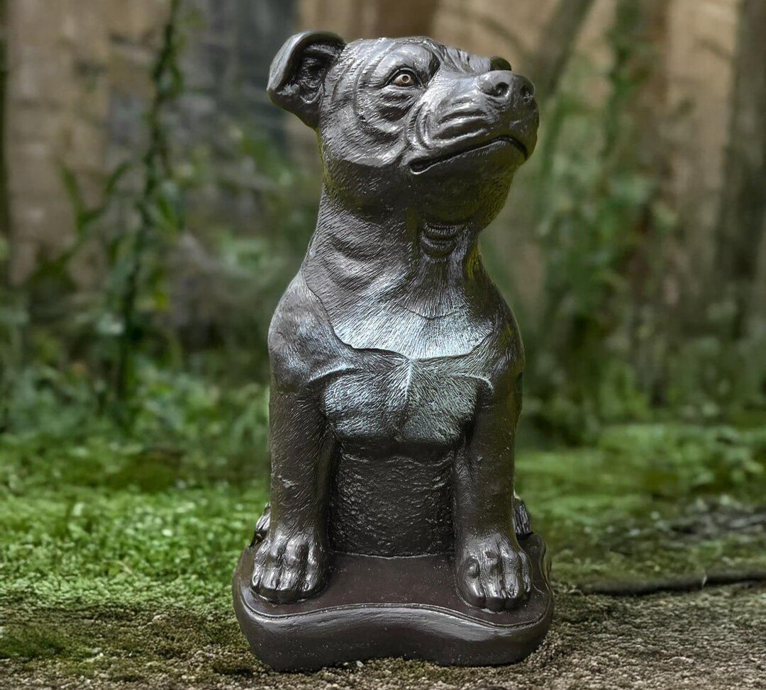 Concrete Pitbull Sculpture Outdoor Dog Statue Cement Dog Figurine Stone ...
