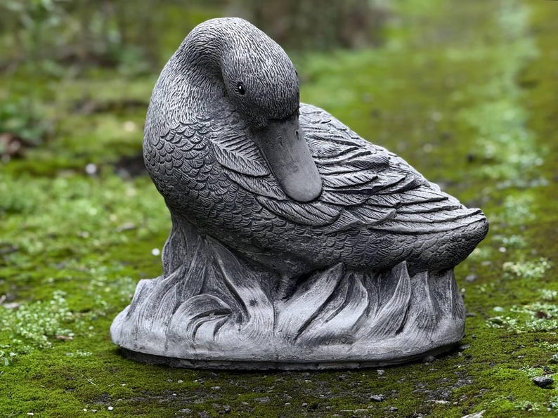 Garden Guck Sculpture Stone Goose Figurine Concrete Bird Statue Cement ...