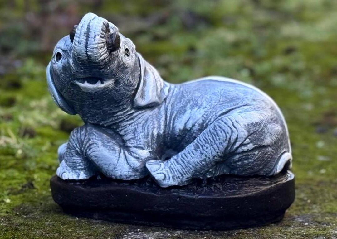 Relaxing Elephant Figurine Concrete Elephant Sculpture Outdoor Animal ...