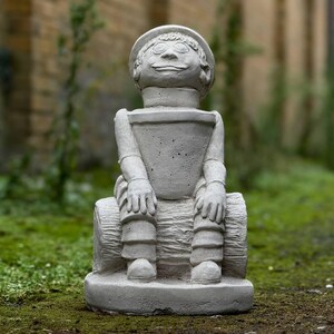 Whimsical Boy on Log Statue Concrete Boy Garden Decoration Cement ...