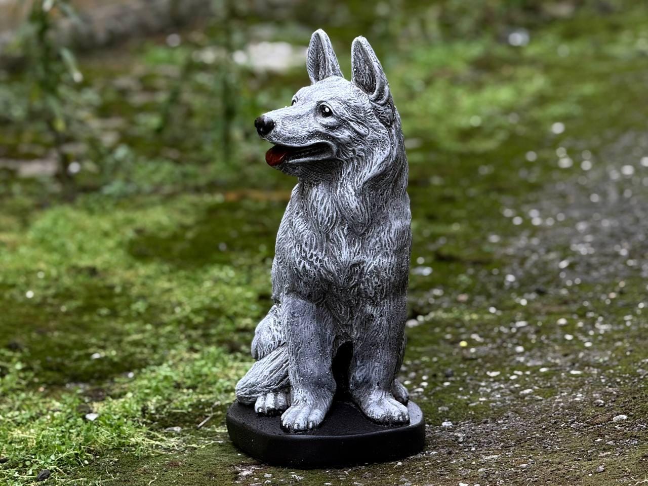 Large German Shepherd Statue Stone Dog Memorial Sculpture Outdoor Dog ...