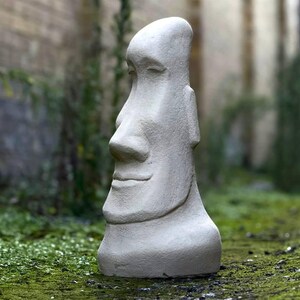 Outdoor Moai Face Concrete Statue Easter Island Inspired Garden Decor ...
