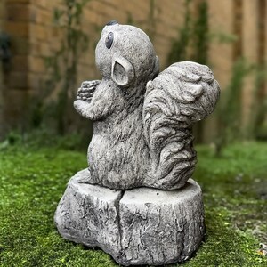 Concrete Charming Squirrel Sculpture Stone Woodland With Pinecone ...