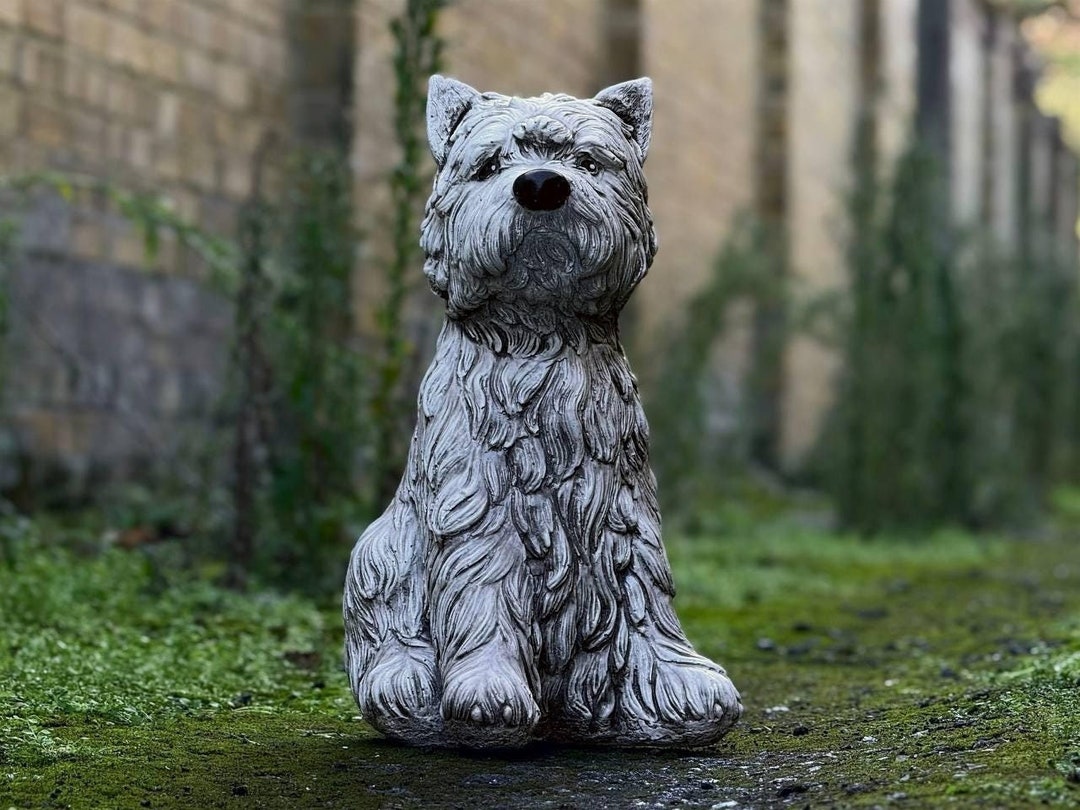 Fantasy West Highland Terrier Statue Concrete Westie Dog Sculpture ...