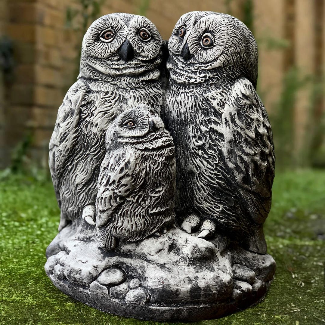 Large Family Owl Figurine Concrete Owl Sculpture Stone Birds Statue ...
