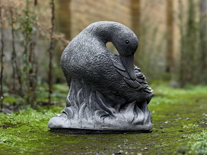 Garden Guck Sculpture Stone Goose Figurine Concrete Bird Statue Cement ...