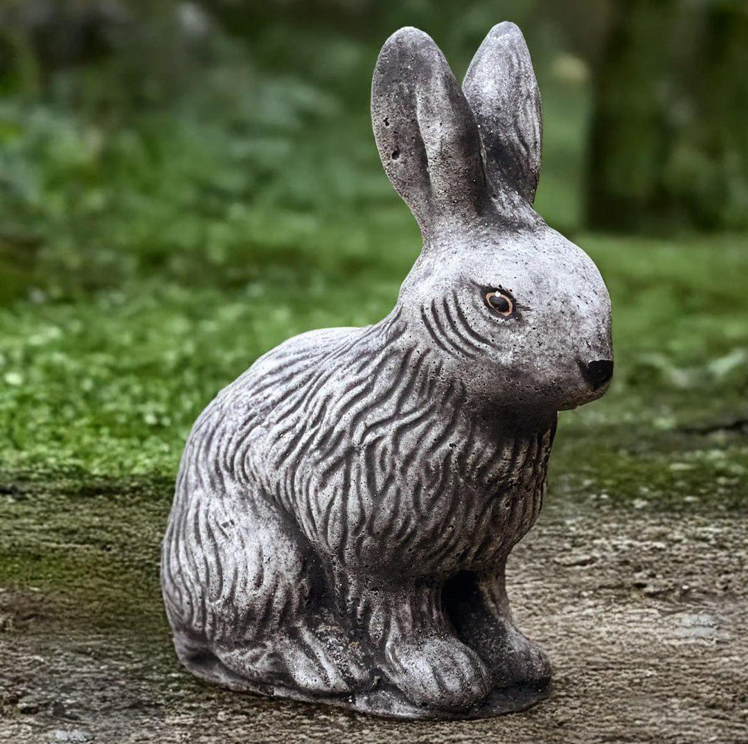 Concrete Rabbit Statue Stone Bunny Sculpture Cement Animal Figurine ...