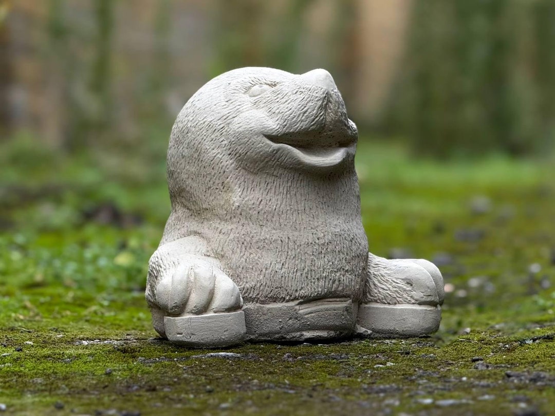 Concrete White Mole Figurine Handmade Mole the Ground Sculpture Cement ...