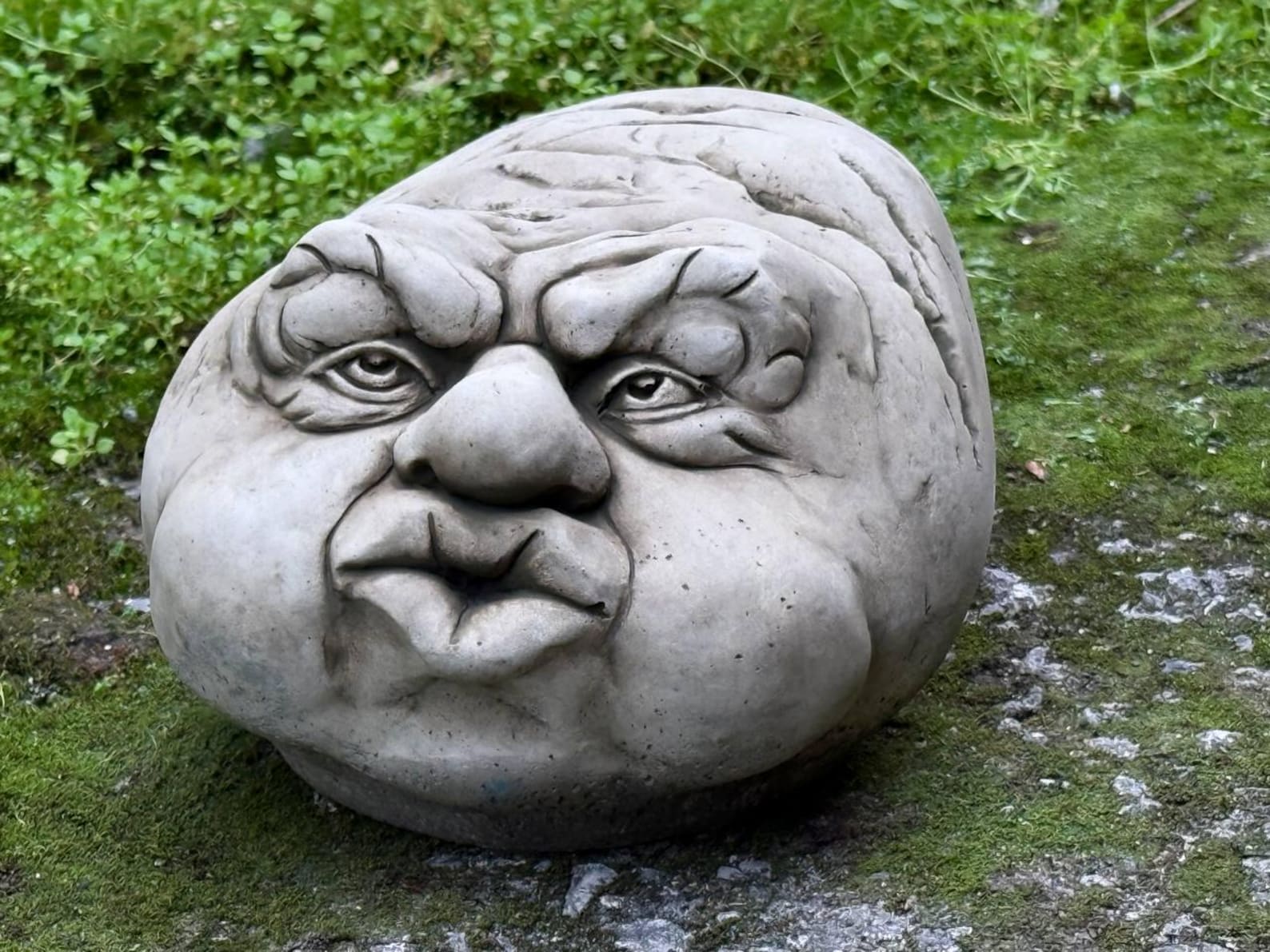 Grumpy Face Statue Humorous Garden Decor Concrete Face Sculpture ...