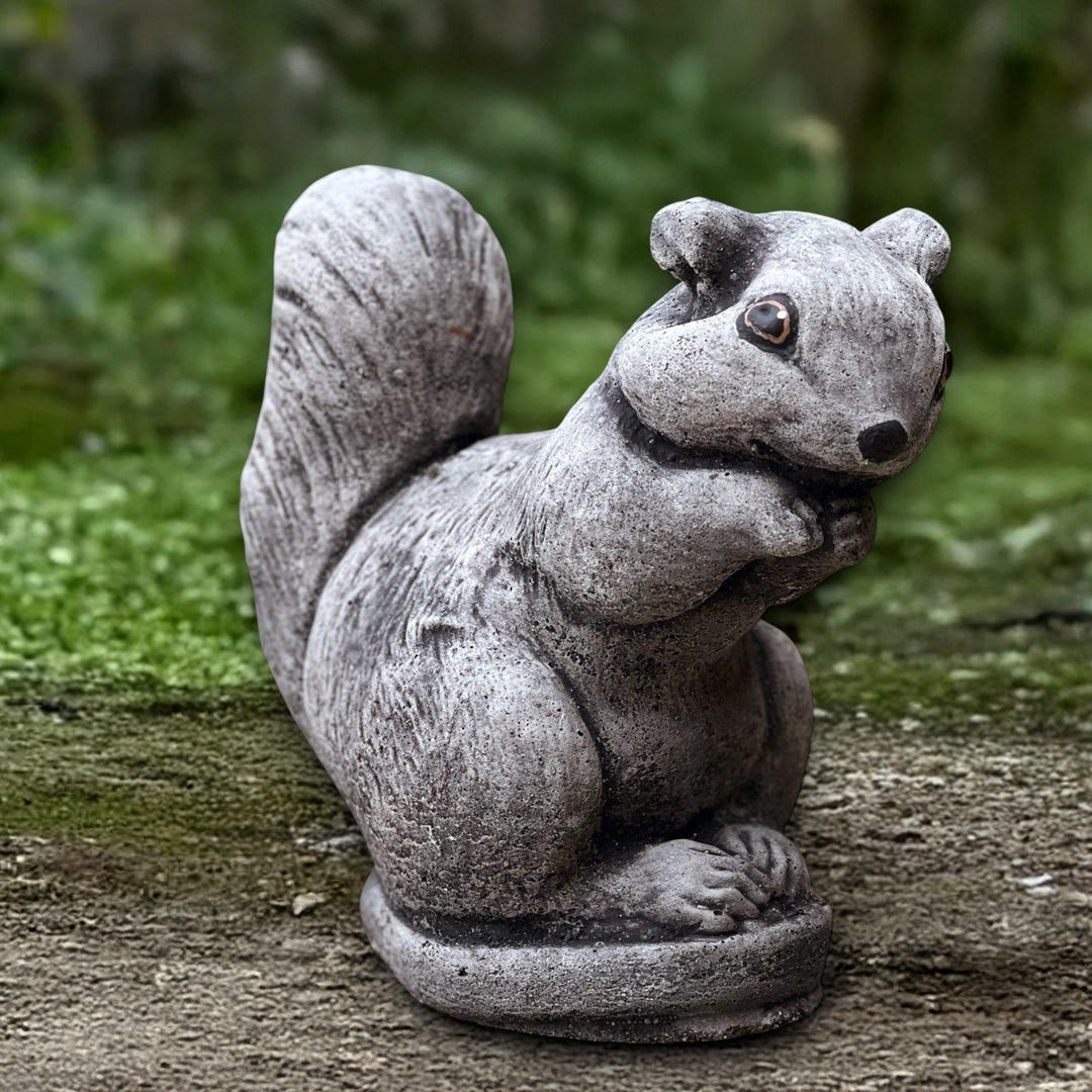 Concrete Squirrel Statue Outdoor Squirrel With Pinecone Sculpture Stone ...