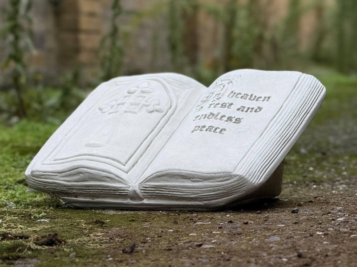 Memorial Book Statue With Engraved 'in Heaven' Message Concrete Garden ...