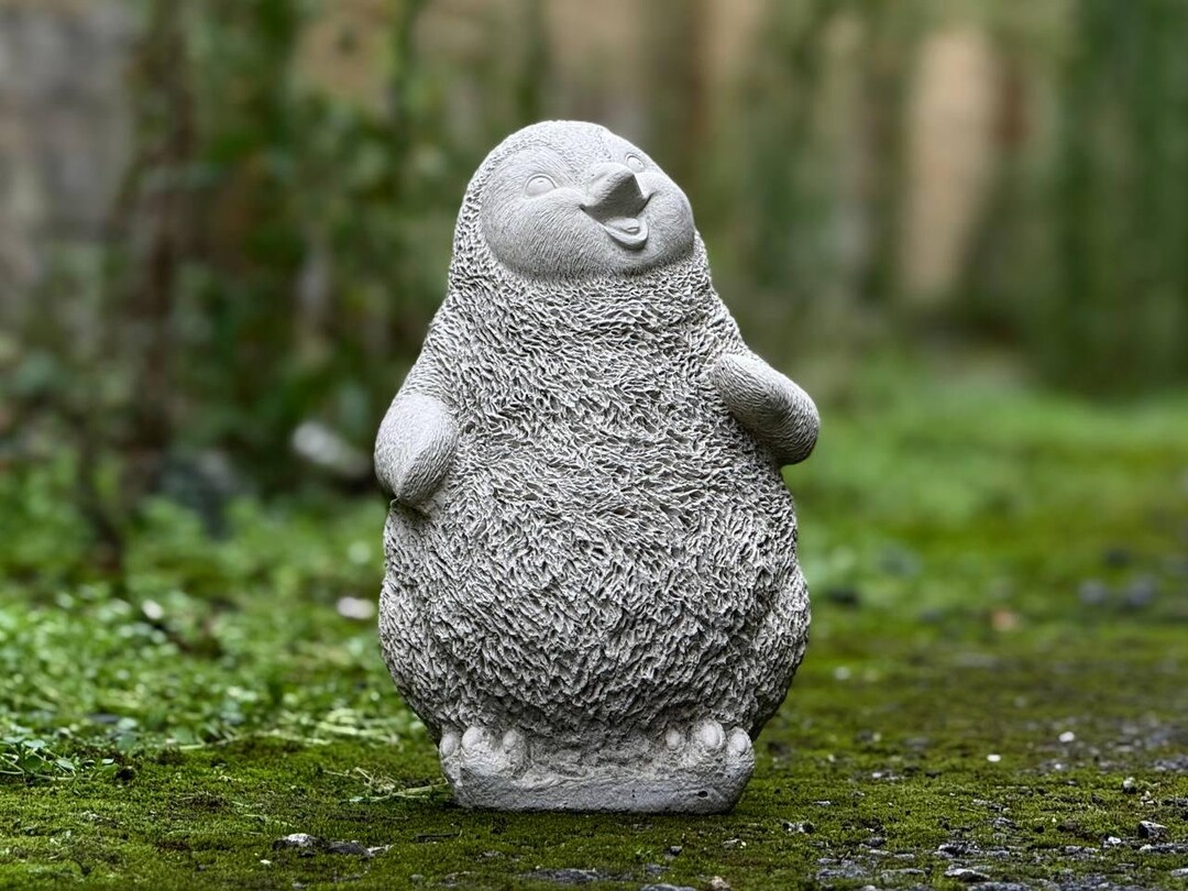 Stone White Penguin Statue Concrete Baby Penguin Figurine Garden and ...