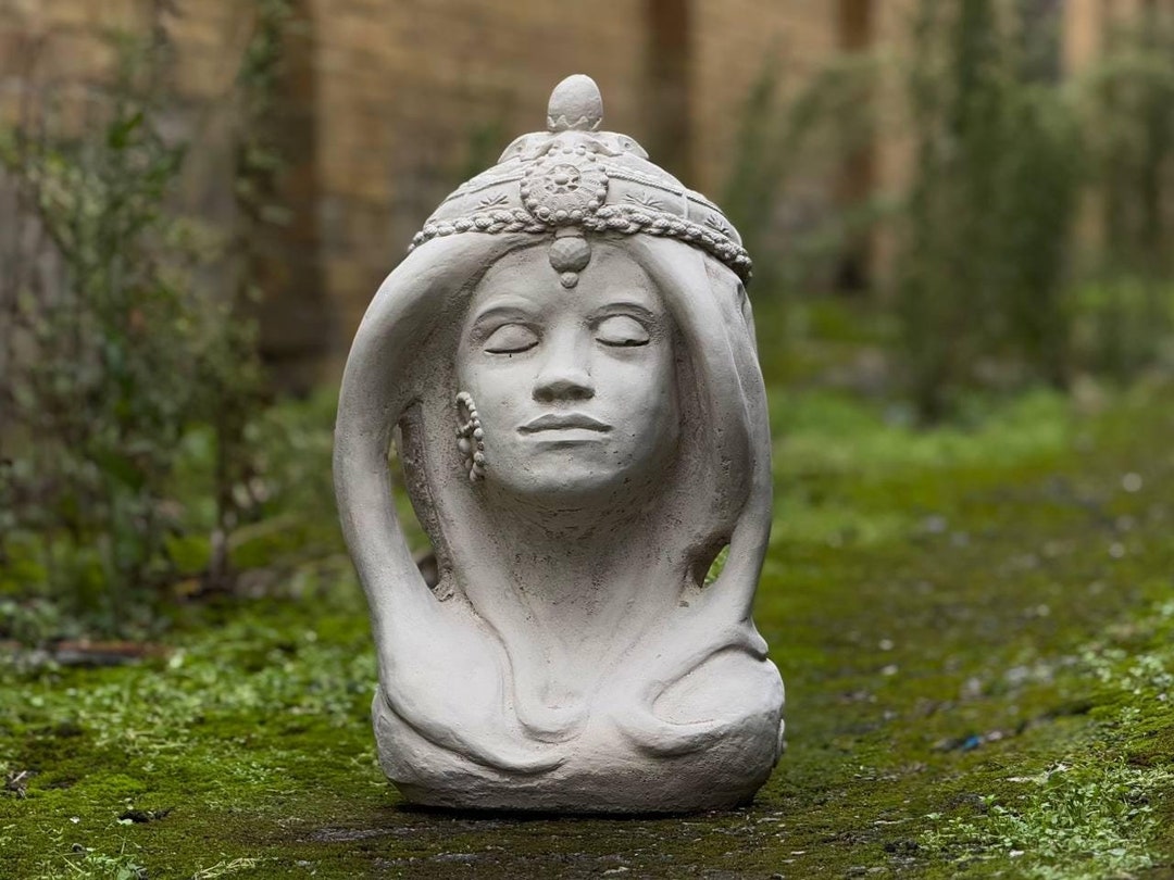 Concrete Goddess Statue Spiritual Garden Decoration Cement Female Bust ...