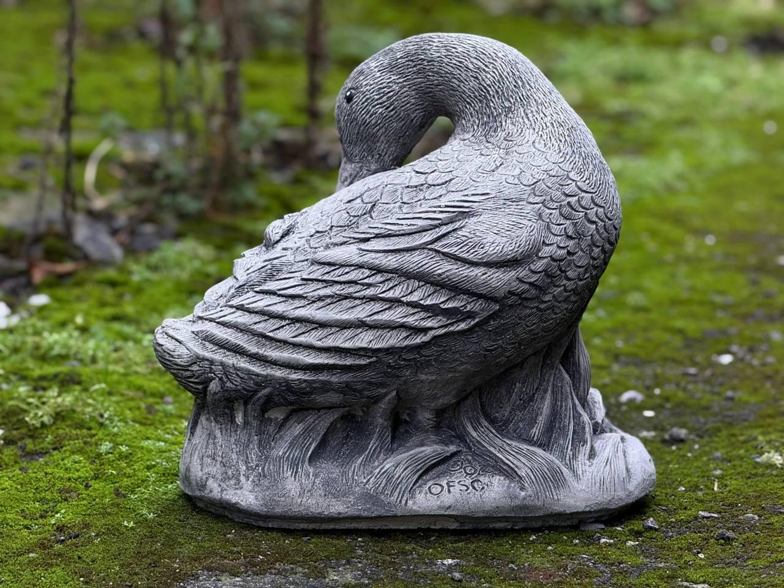 Garden Guck Sculpture Stone Goose Figurine Concrete Bird Statue Cement ...