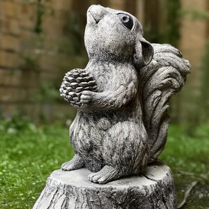 Concrete Charming Squirrel Sculpture Stone Woodland With Pinecone ...