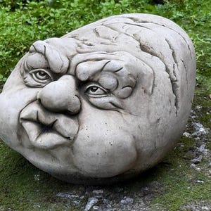 Grumpy Face Statue Humorous Garden Decor Concrete Face Sculpture ...