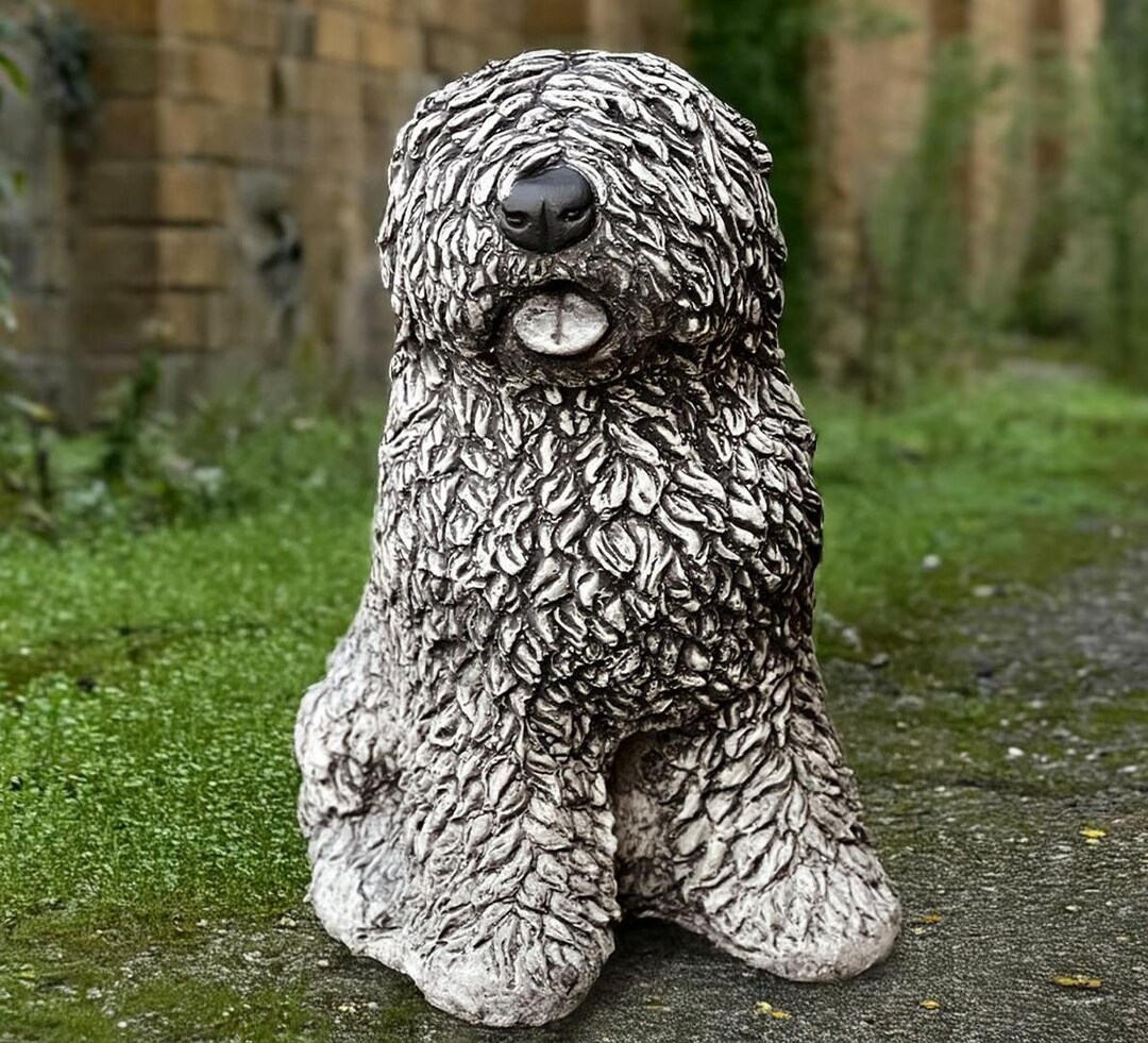 Garden English Sheepdog Statue Concrete Old Dog Sculpture Stone Shaggy ...