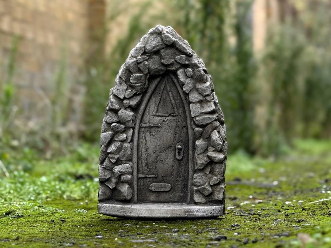 Stone Fairy Door Figurine Concrete House Door Decoration Fairy Door ...