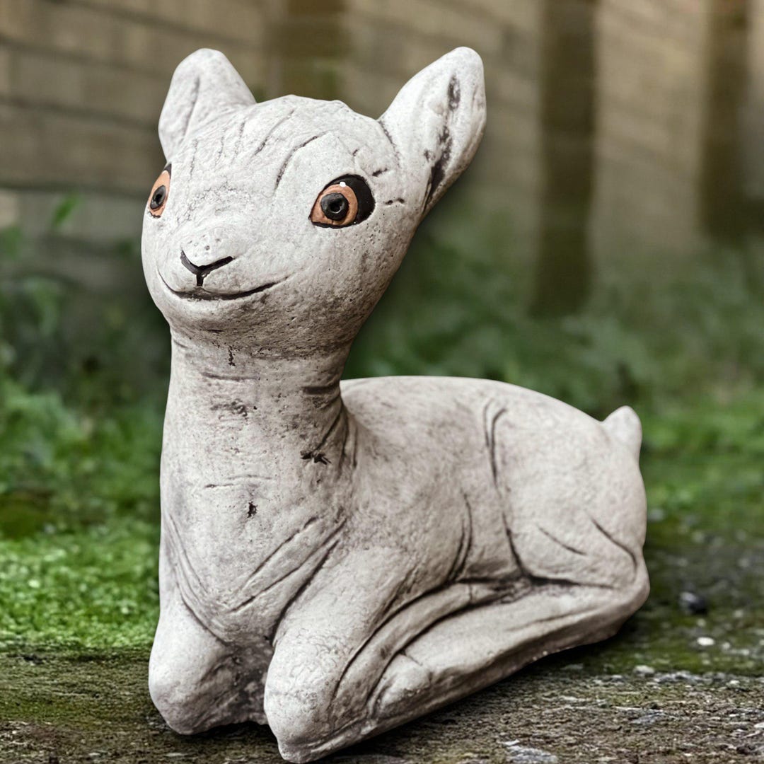 Outdoor Deer Sculpture Cement Baby Deer Ornament Concrete Animal ...